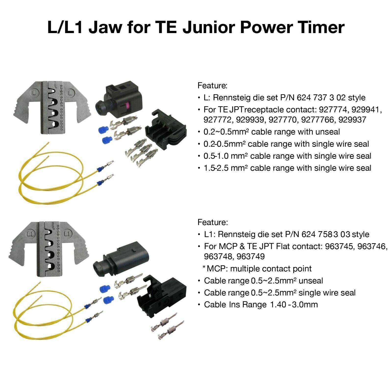 JPT & MCP Flat Connector Repair Kit - Ratcheting Terminal Crimper Set ...